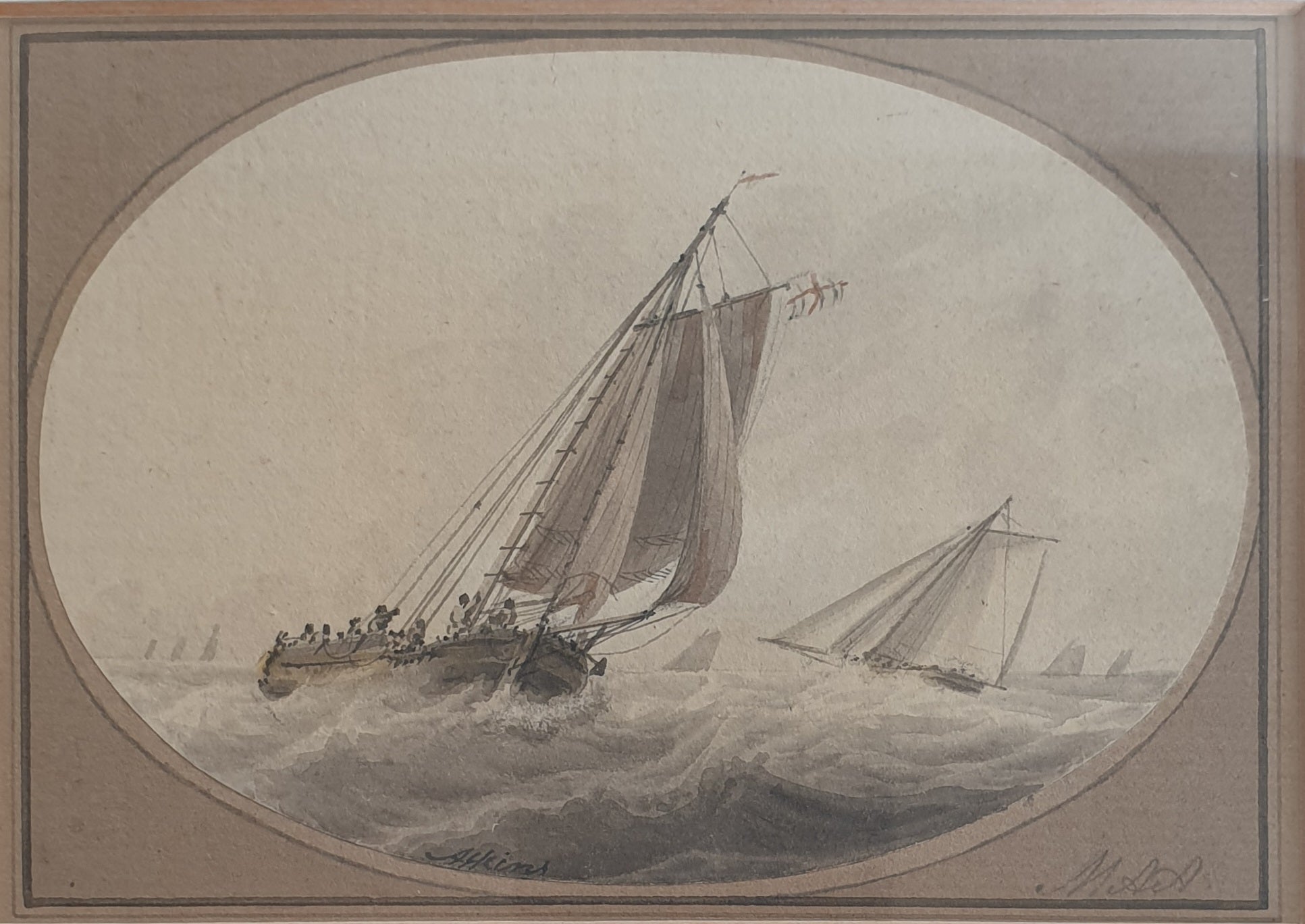 Samuel Atkins Watercolour Study Of A Cutter In A Heavy Sea Circa.1790 ...